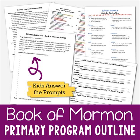 Book Of Mormon Primary Program Outlines Primary Singing