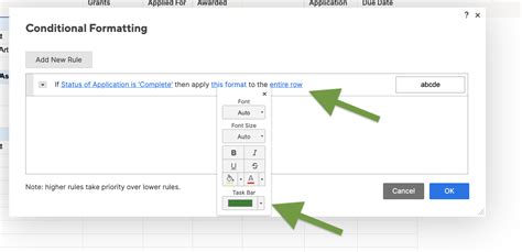 Task Bar Option Not Showing In Conditional Formatting Smartsheet Community