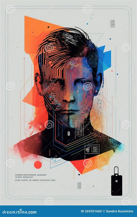 Digital Identity Card Biometric Facial Recognition Generative Ai Stock Illustration