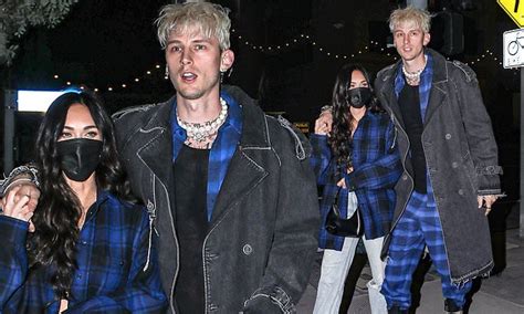 Megan Fox Twins With Beau Machine Gun Kelly In Blue Flannel And Denim