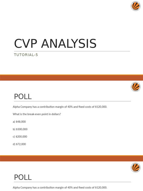 Cvp Analysis Tutorial Pdf Management Accounting Business