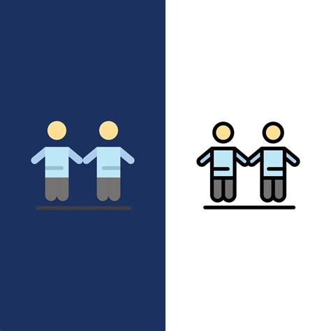 Best Friends Friendship Group Icons Flat And Line Filled Icon Set Vector Blue Background