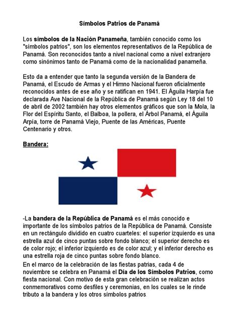 Símbolos Patrios De Panamá Pdf