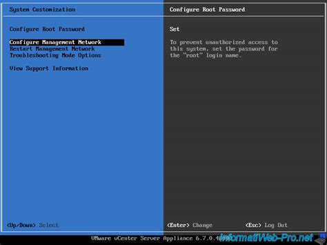 Presentation Of The Vcsa Vmware Vcenter Server Appliance Console In A Vmware Vsphere 67