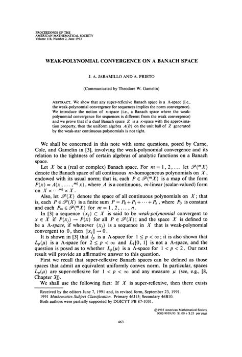 Pdf Weak Polynomial Convergence On A Banach Space