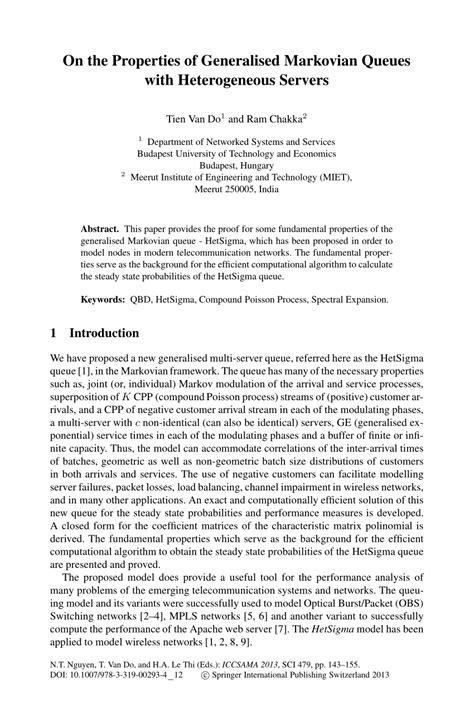 Pdf On The Properties Of Generalised Markovian Queues With