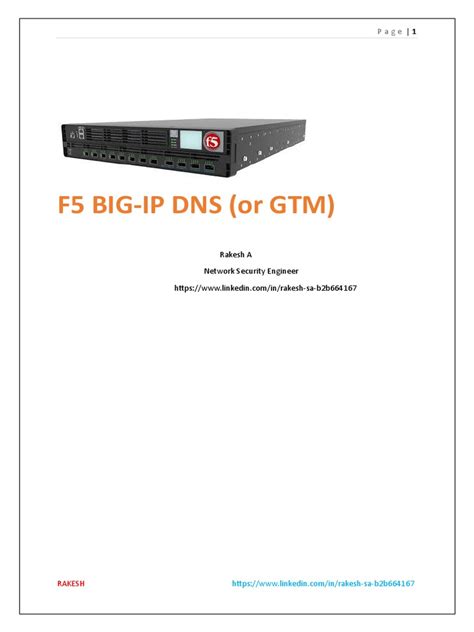 F5 Big Ip Dns Or Gtm Rakesh Pdf Domain Name System Load