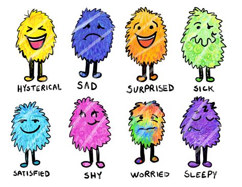 Emotion Monsters Clip Art Set Hand Drawn Teaching Emotions Etsy