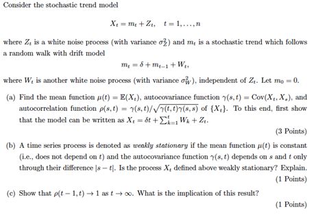 Solved Consider The Stochastic Trend Model Where Zt Is A