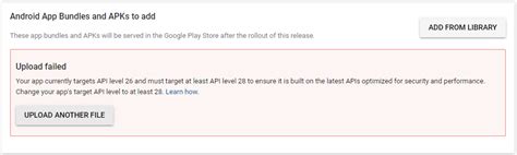 Android Api Not Allowing Application To Be Released On Play Store Stack Overflow