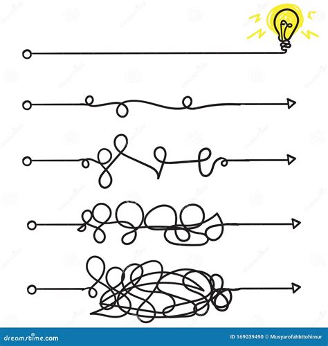 Simplifying Complex Process Concept Doodle Lightbulb On Yellow Background Unclear Idea