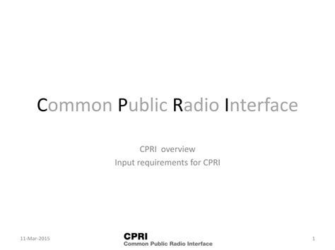 Pdf Common Public Radio Interface Ieee Groups