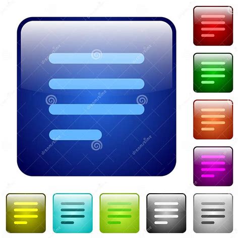 Text Align Justify Last Row Left Color Square Buttons Stock Vector