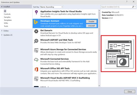 Bug Extension Manager Of Vs 2015 Rc Doesnt Show Large Image For Installed Extensions Visual
