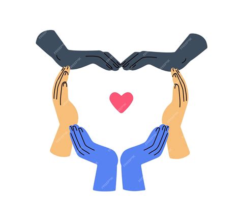Manos En Forma De Corazón Cuidado Apoyo Amor Y Paz Grupo Diverso