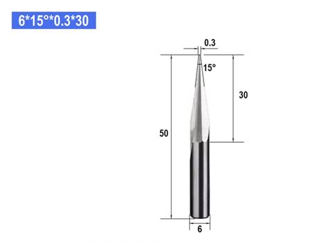 Фреза конусна пряма 0 3 D6 L50 Конусні фрези для верстатів з ЧПК в Україні Конічні фрези