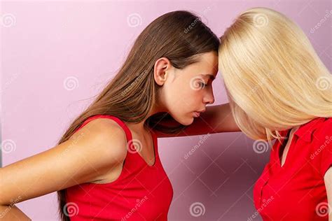 Two Girls Sensual Lesbians Couple Young Female Lovers Posing