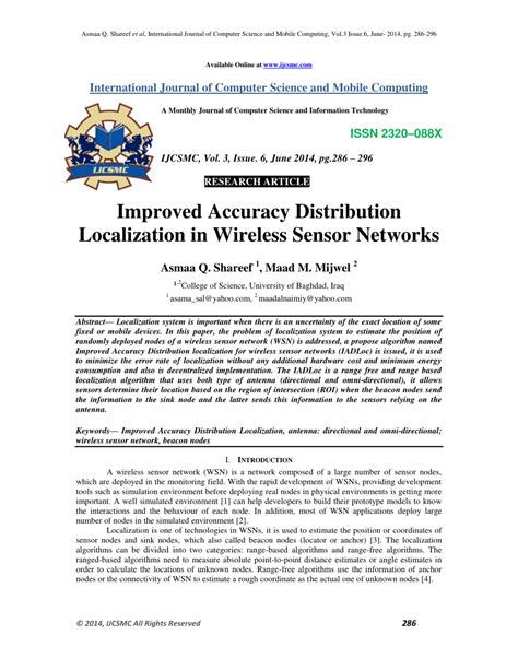 Pdf Improved Accuracy Distribution Localization In Wireless Sensor Networks
