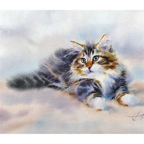 Instagram | Watercolor cat, Canvas art projects, Cat painting