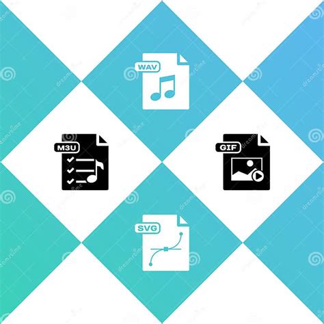 Set M3u File Document Svg Wav And  Icon Vector Stock Vector