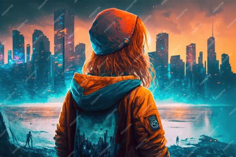 Premium Photo Cyberpunk Girl Female Cyberpunk Character Looking At
