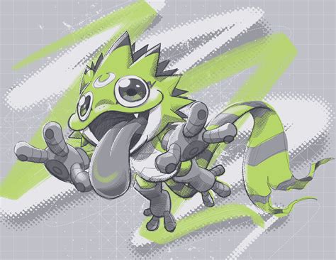 Chalk Chalkmoo Gekkomon Digimon Highres Procreate Medium