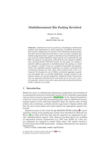 multidimensional bin packing revisited
