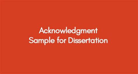 Acknowledgment Sample For Dissertation Download Free Examples
