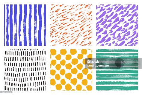 그런 지 원활한 패턴 컬렉션입니다 추상적인 질감의 배경 손으로 그린 요소 브러시 스트로크 점 반점 스크래치 줄무늬 잉크 튀김
