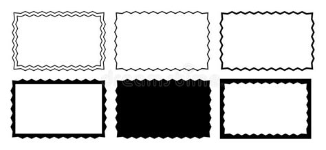 Set Of Rectangle Frames With Zig Zag Borders Picture Or Mirror Rectangular Shapes With Jagged