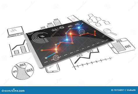 3d Rendering Analysis Of Financial Data In Charts Modern Graphical Overview Of Statistics