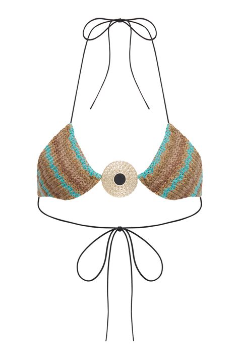 Shop Allure Striped Knit Micro Triangle Bikini Top Jaded London