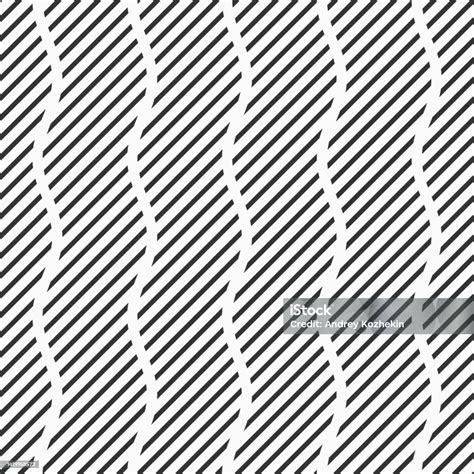 추상 물결 모양의 줄무늬 벡터 원활한 패턴 일반 평행 대각선 줄무늬 선 0명에 대한 스톡 벡터 아트 및 기타 이미지 0명 검은색 곡선 Istock