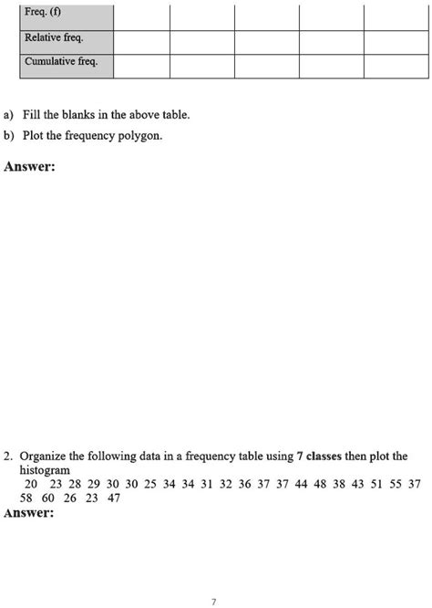 Solved Freq F Relative Freq Cumulative Freq Fill The Blanks In