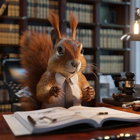 Squirrel In Black Boss Dress Working In Company Premium Ai Generated