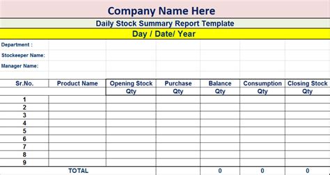 Top 5 Stock Summary Report Template Excel Word Templates Stock Report Account Reconciliation