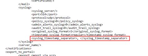 configuring a syslog timestamp separator