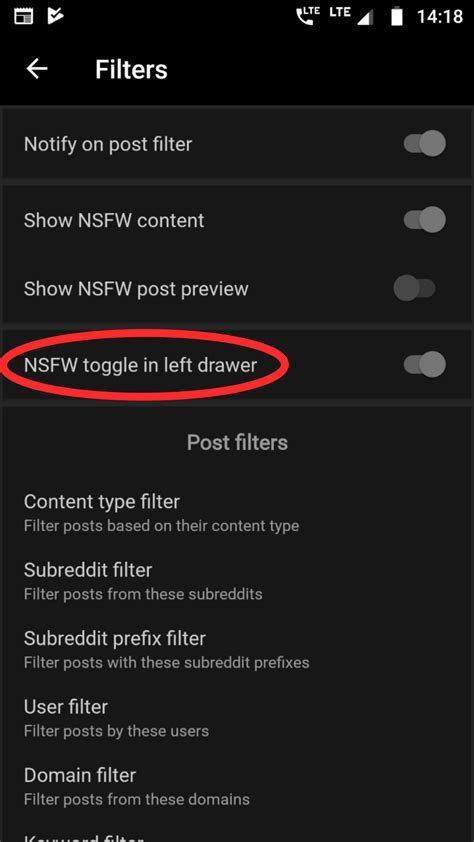 Please Move The Nsfw Toggle In Left Drawer To The Main Left Drawer Settings Instead Of