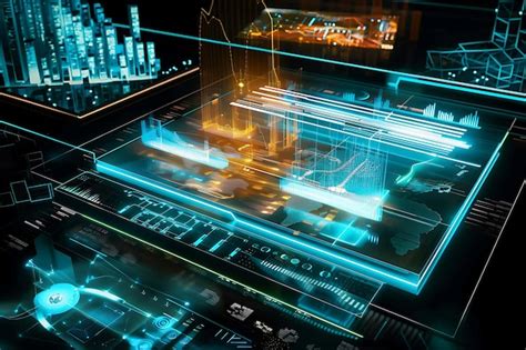 Futuristic Interface With Glowing Blue Lines And Data Visualizations Premium Ai Generated Image