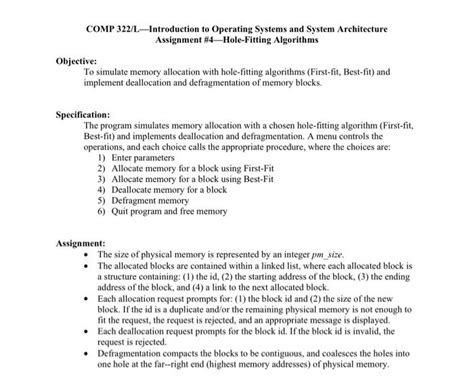 Solved Objective To Simulate Memory Allocation With