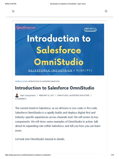 Introduction To Salesforce Omnistudio Apex Hours Pdf Data