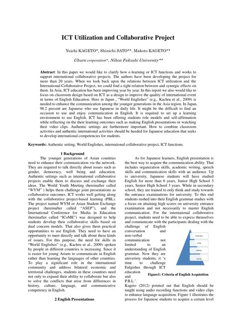 Pdf Ict Utilization And Collaborative Project