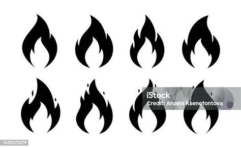 화재 불꽃 아이콘 벡터 간단한 불타는 캠프 파이어 실루엣 기호 핫 칠레 소스 모닥불 모양 화재 로고 세트 불길에 대한 스톡 벡터 아트 및 기타 이미지 Istock