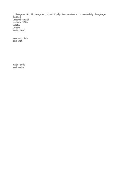 Program No18 Program To Multiply Two Numbers In Assembly Language Pdf