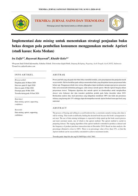 Pdf Implementasi Data Mining Untuk Menentukan Strategi Penjualan Buku