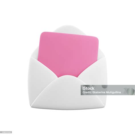 벡터 만화 3d 흰색 열린 봉투 에 핑크 편지 내부 사실적인 3d 렌더링 새 메시지 알림 뉴스레터 구독 기호 소셜 미디어 앱 광고를 위한 귀여운 이메일 디자인 요소 3차원