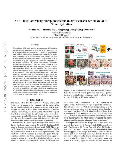 Arf Plus Controlling Perceptual Factors In Artistic Radiance Fields For 3d Scene Stylization