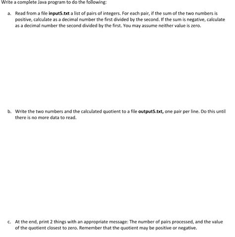 Solved Write A Complete Java Program To Do The Following