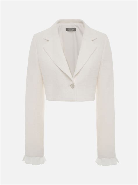 Укороченный твидовый жакет со вставками на рукавах Lichi Online Fashion Store