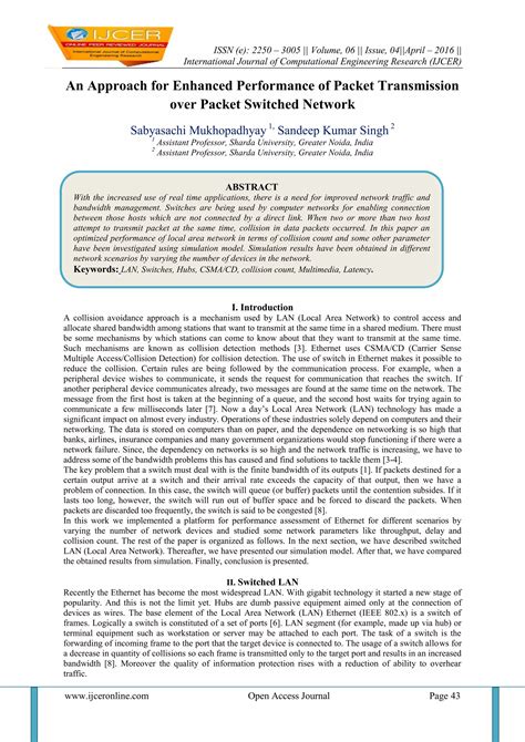 An Approach For Enhanced Performance Of Packet Transmission Over Packet Switched Network Pdf